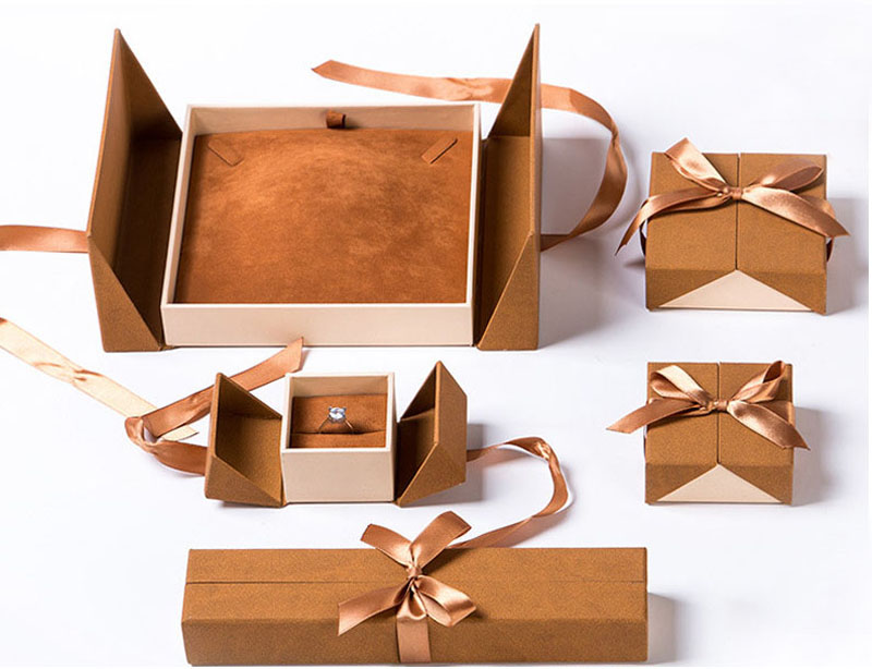 Romantic beautiful gift jewelry box with two doors and ribbon jewelry ...